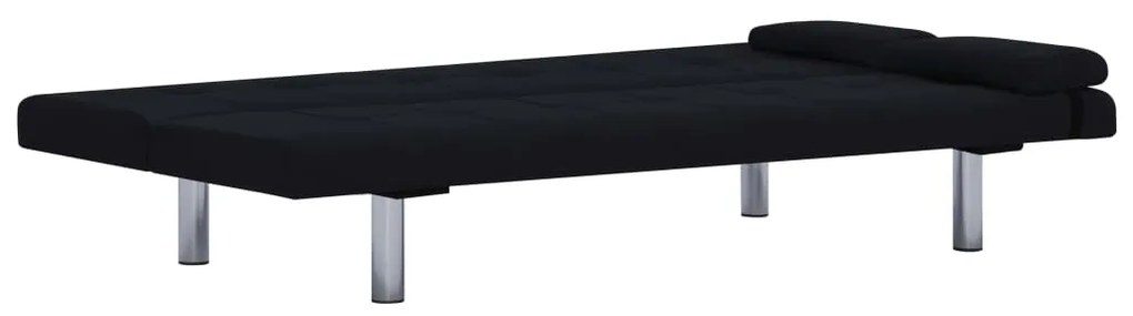 vidaXL 282189 Marketos Sofa Bed with Two Pillows Black Polyester