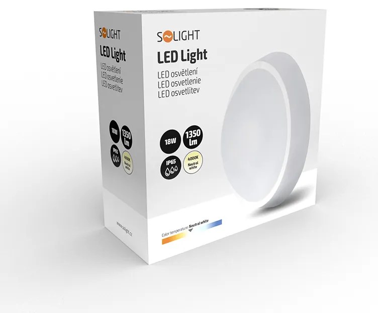 Solight LED venkovní osvětlení, 18W, 1350lm, 4000K, IP65, 22cm