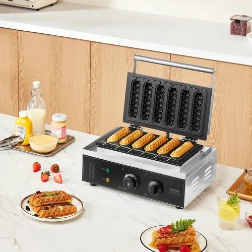 6PCS Komerční výrobník vaflovačů Pekáč na vafle Hot Dog Žehlička na vafle 1500 W