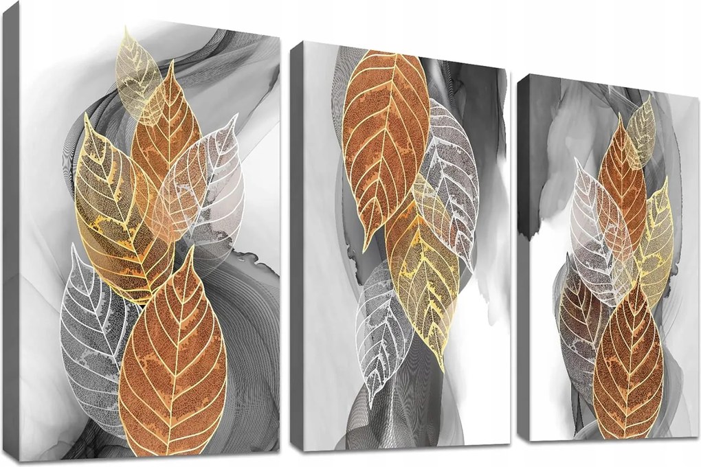 Obrazy Dřevěný rám Abstraktní listy 50x70 cm Halflemart 3 Obrazy