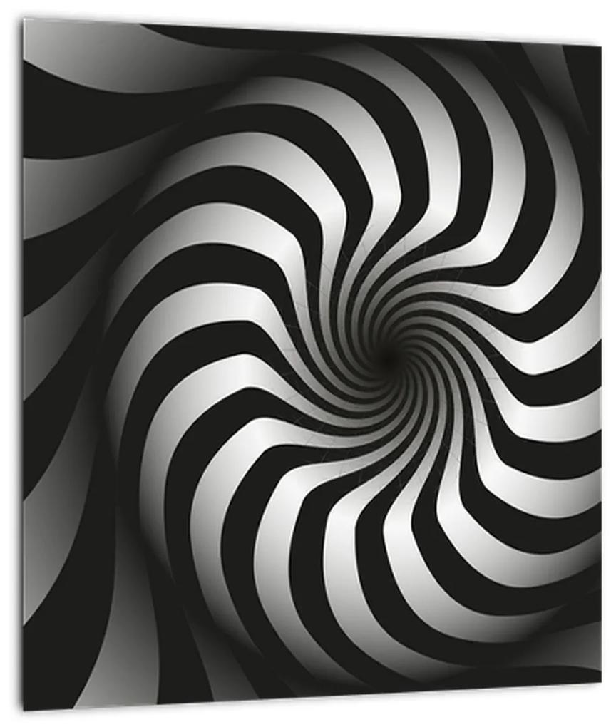 Abstraktní obraz černobílé spirály (30x30 cm)