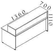 NABYTEK-DESIGNOVY.CZ - NLKA13 05 - Recepční pult s nástavbou Komfort, 136x70x111 cm, dub/šedá