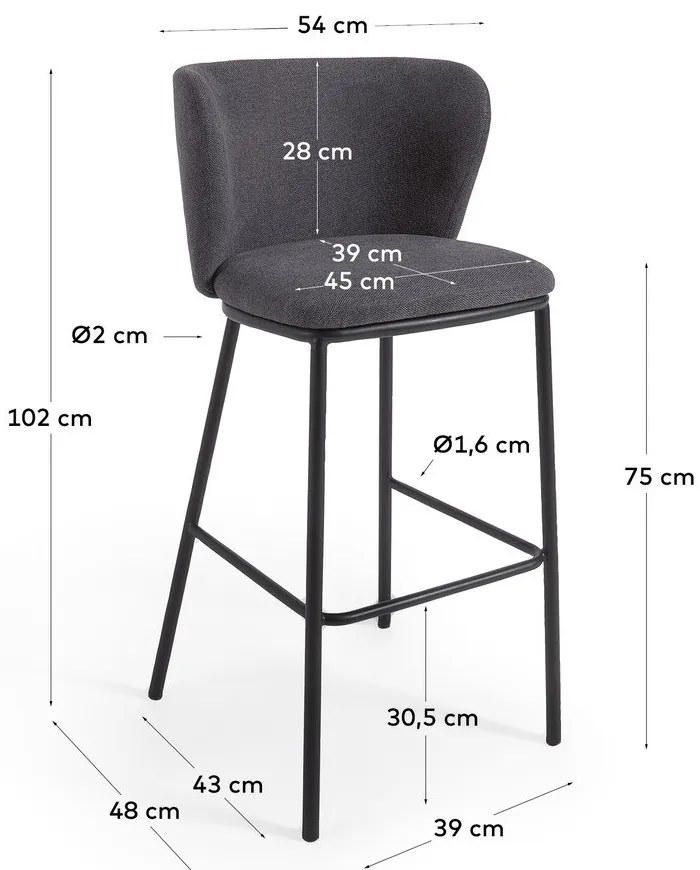 Tmavě šedá barová židle 102 cm Ciselia – Kave Home