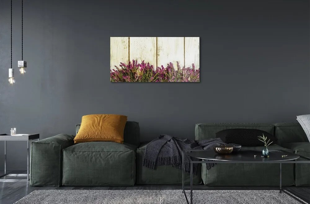 Obraz na skle Fialové květy desky 140x70 cm