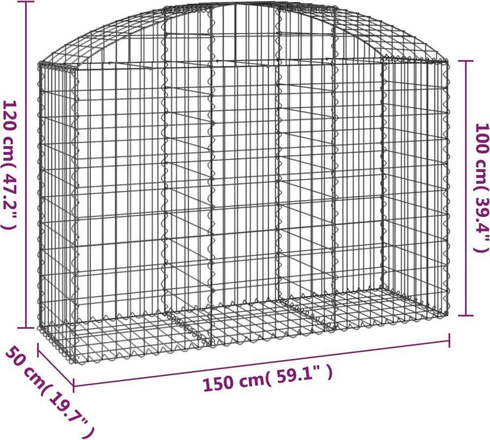 Klenutý gabionový koš 150 x 50 x 100/120 cm pozinkované železo 153455