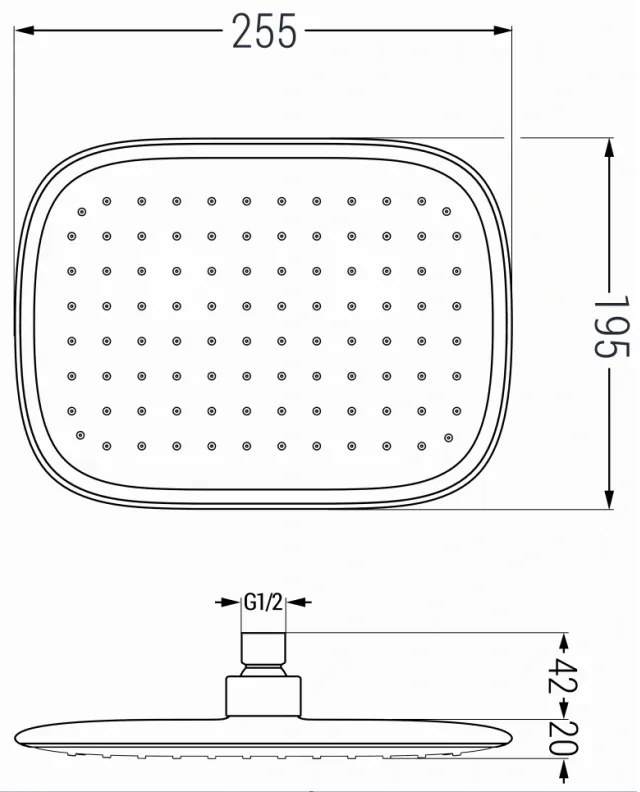 Mexen příslušenství, sprchová hlavice 25x19 cm D-49, černá-zlatá, 79749-75
