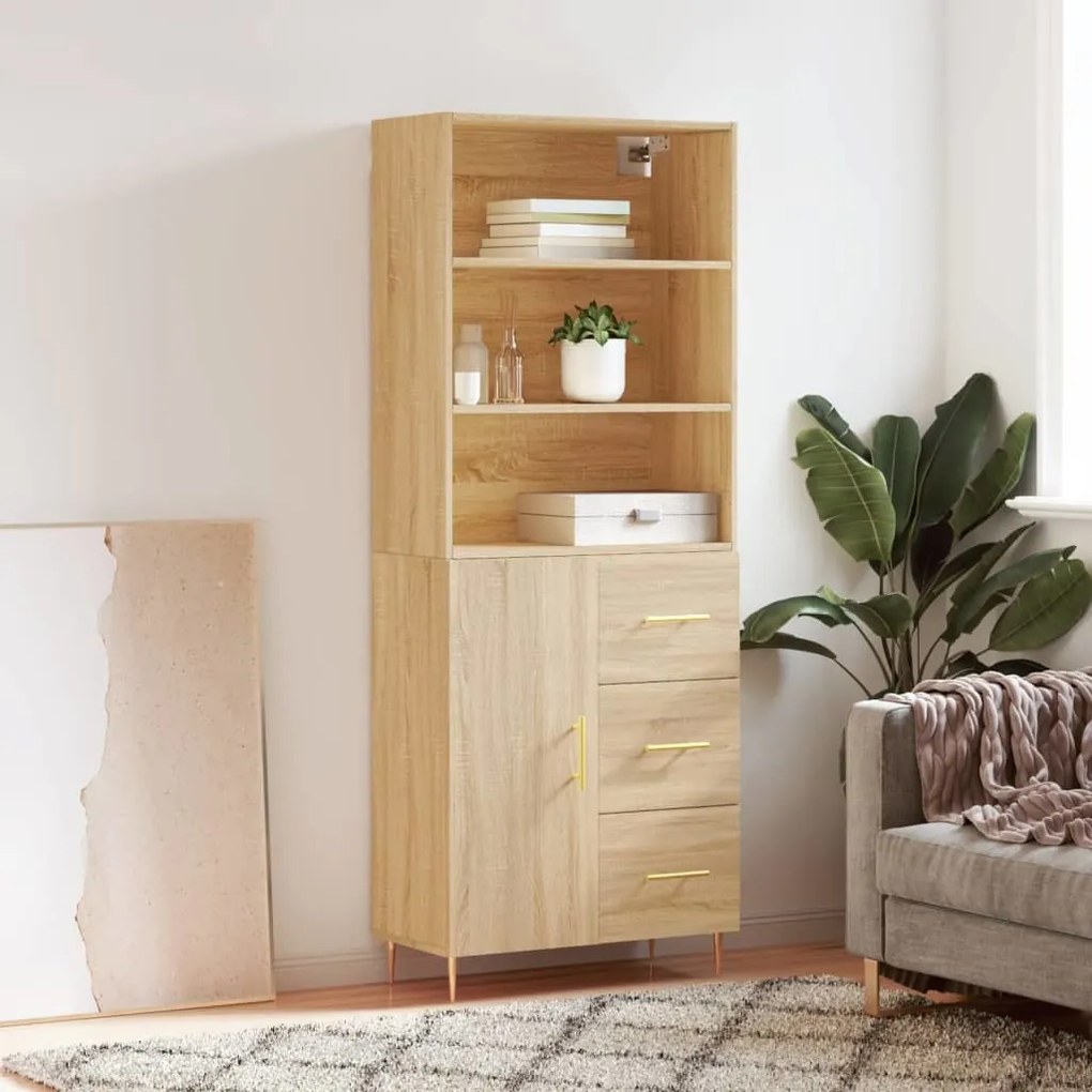 vidaXL Skříň highboard 69,5 x 34 x 180 cm kompozitní dřevo [3189431] Barva: kouřový dub