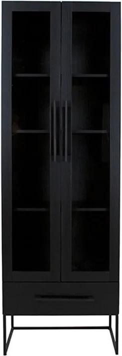 Černá vitrína Canett Klint, výška 205 cm