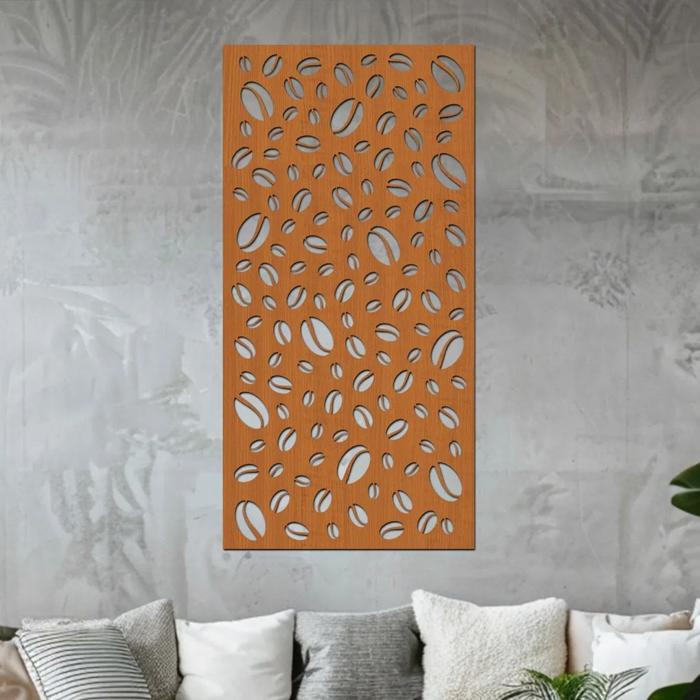 dřevo života Dřevěný panel KÁVOVÁ ZRNA malá Zvolte rozměr (cm): 30x60, Zvolte barvu dekoru: Horský dub