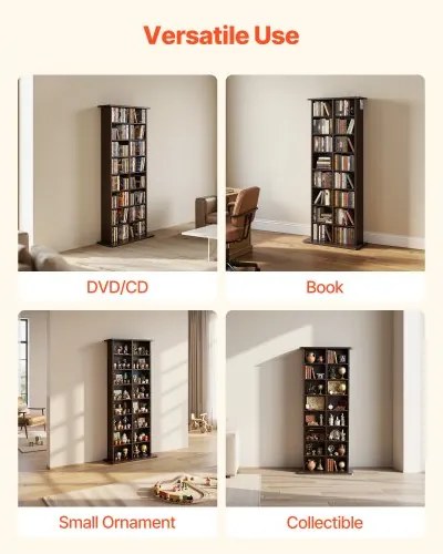 Úložná skříňka na média, 8patrový organizér na DVD VEVOR – 559 × 222 × 1295 mm
