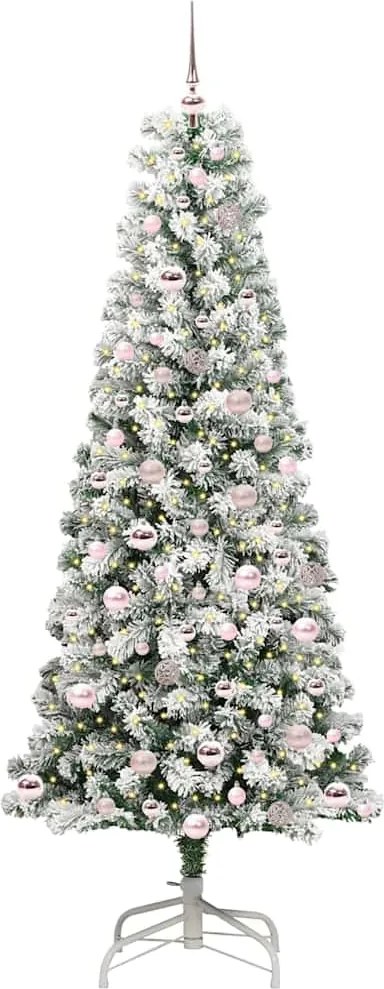 Umělý Skládací Vánoční Strom 300 LED Zelená a bílá 210 cm 3395606