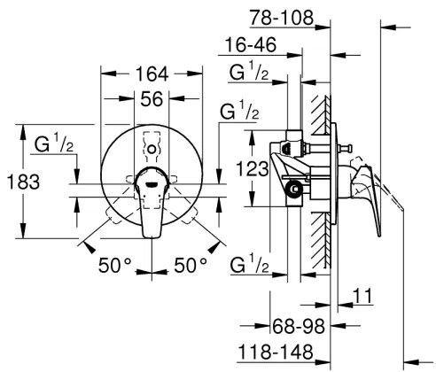 GROHE 29117000 - Vanová baterie LINEARE lesklý chrom