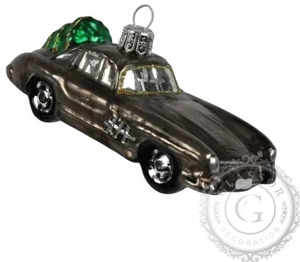 Vánoční ozdoba autíčko se stromkem stříbrné