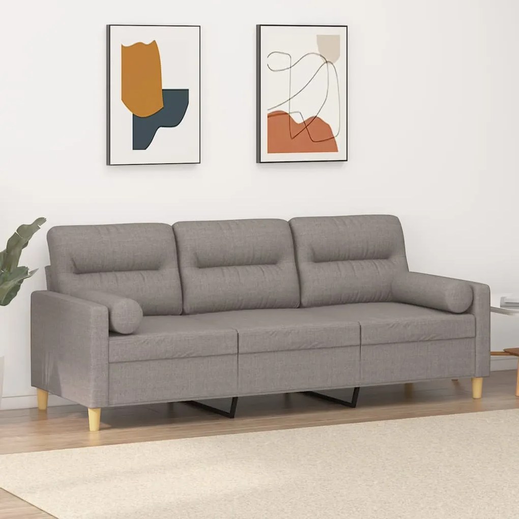 3místná pohovka s polštáři taupe 180 cm textil 3200836