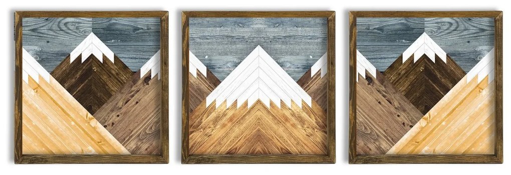 Sada obrazů Mountains 3 ks 50x50 cm hnědý