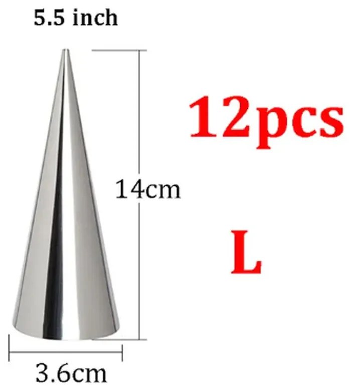 Kuchyňské nerezové kornoutky, trubičky na pečení - 6, 12 nebo 24 ks Barva: 12 ks kuželový L