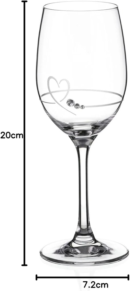Diamante sklenice na bílé víno se Swarovski krystaly Petit Heart 240 ml 1KS
