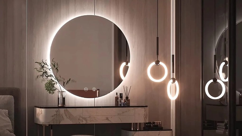 Rea Zrcadlo ⌀70 cm s vyhříváním a regulovatelným LED osvětlením