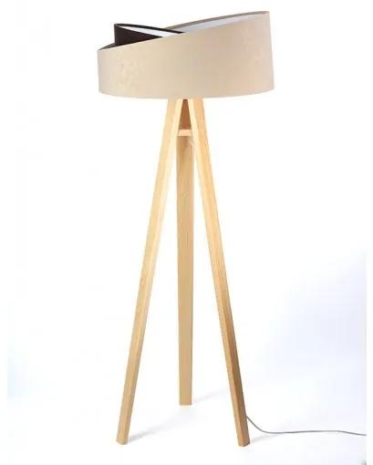 Stojací lampa Awena mix béžová + bílý vnitřek + dřevěné nohy