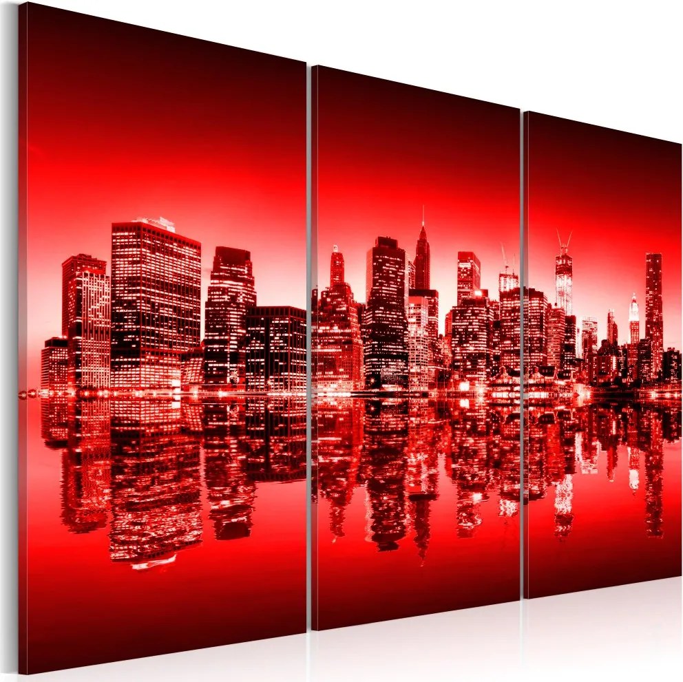 Obraz na plátně Bimago - Red glow over New York 120x80 cm