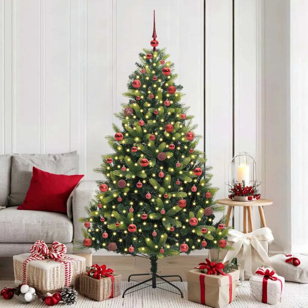 Umělý skládací vánoční stromeček 300 LED Zelená 180 cm PVC a PE 3395991