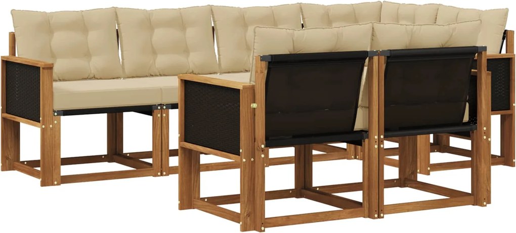Venkovní pohovková souprava 7 ks Přirozená a Béžová 3382009