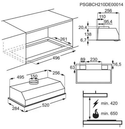 AEG DGB3523S Vestavný odsavač par