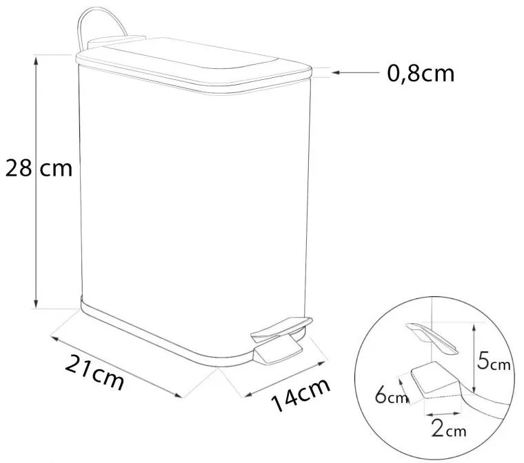 Erga Moby, obdélníkový odpadkový koš 5l na postavení, Soft-Close zavírání, černá matná-přírodní hnědá, ERG-YKA-CH.MOBY-5-BLK