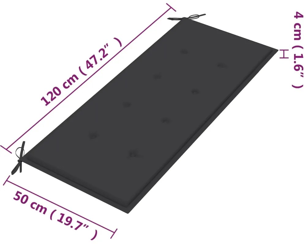 vidaXL Marketos 2místná zahradní lavice s poduškou 120 cm masivní eukalyptus