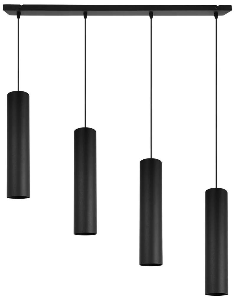 Závěsné svítidlo TUBA, 4x černé kovové stínítko