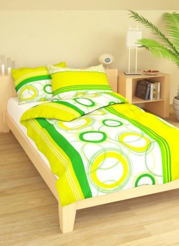 Brotex prehoz na postel 140 cm x 200 cm Planety zelenožluté