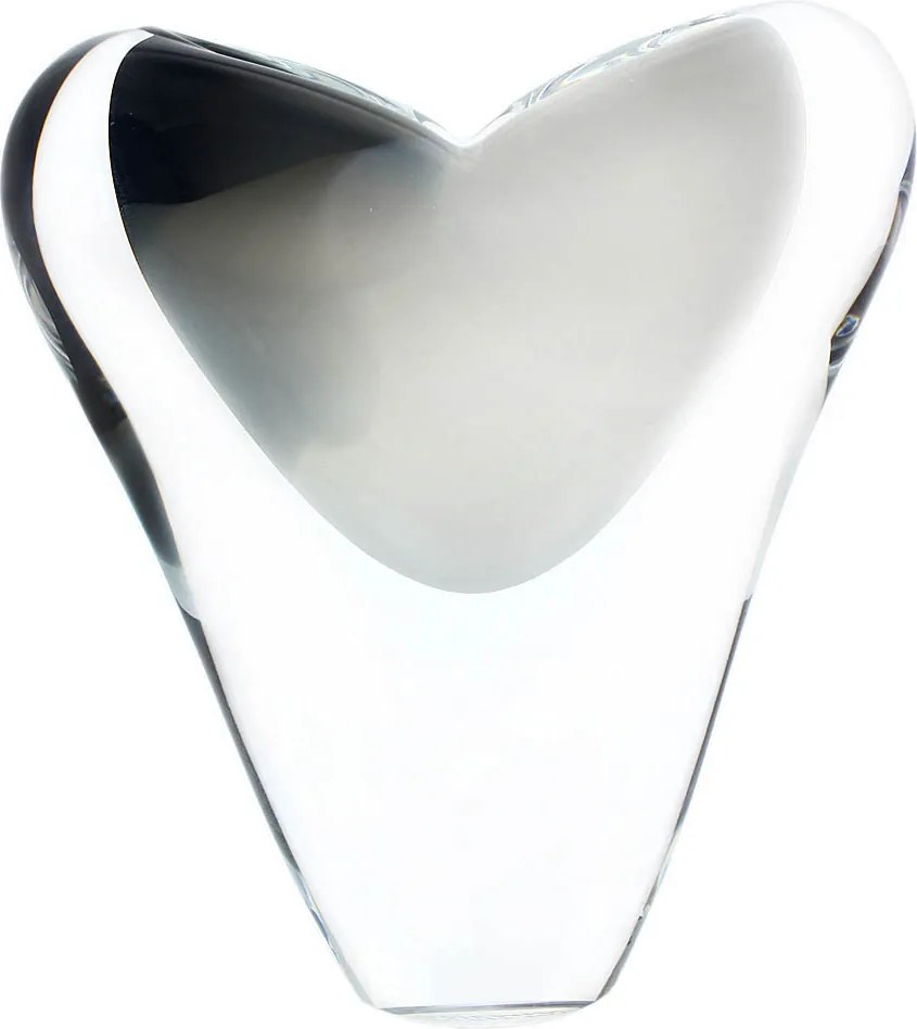 Skleněná hutní váza model 08, opálově bílá a kouřově černá, 17 cm | České hutní sklo od Artcristal Bohemia
