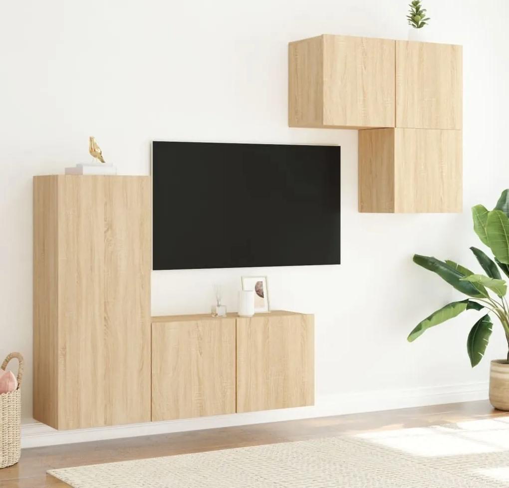 vidaXL 4dílná obývací stěna kompozitní dřevo [3216430] Barva: Černá