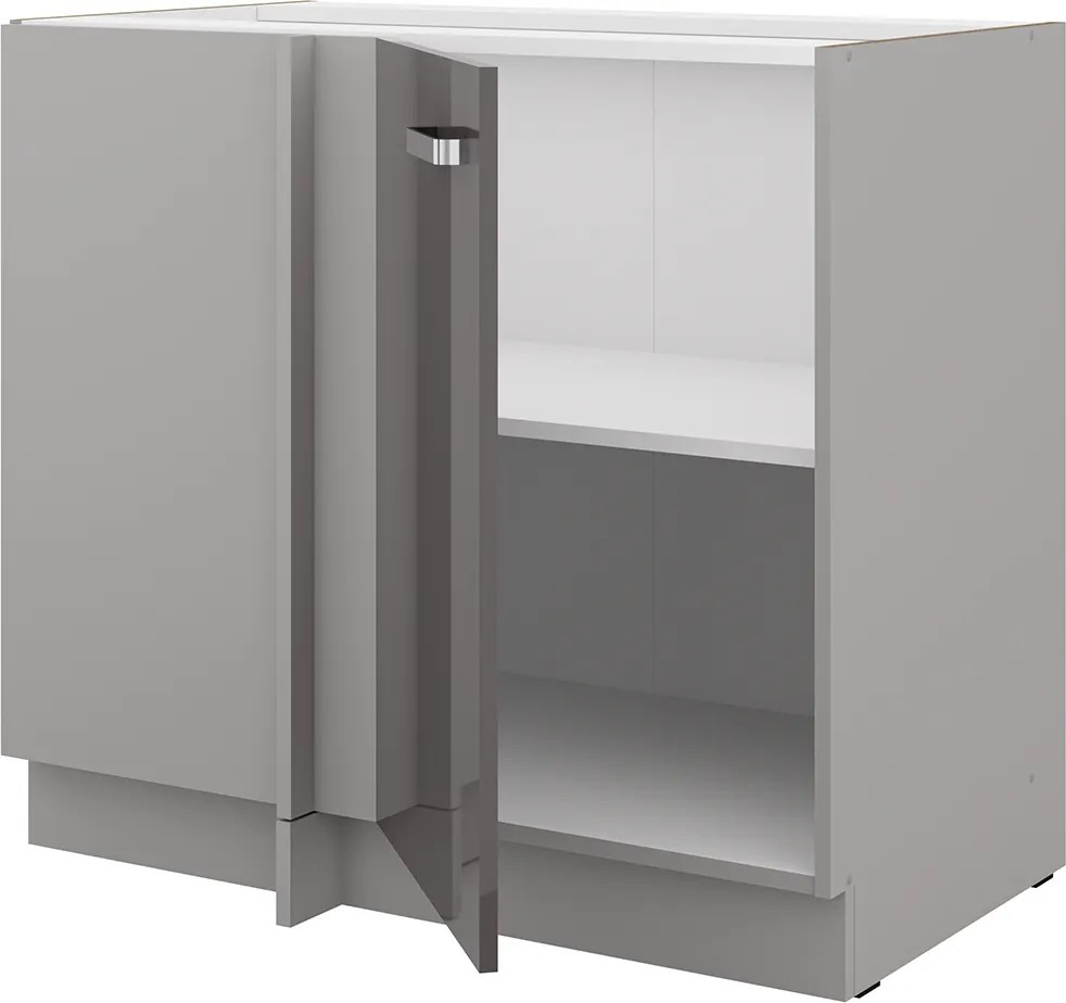 GREY gr | dolní skříňka 105 ND 1F rohová s policí | 105x60 cm | světle šedá/tmavě šedá lesk