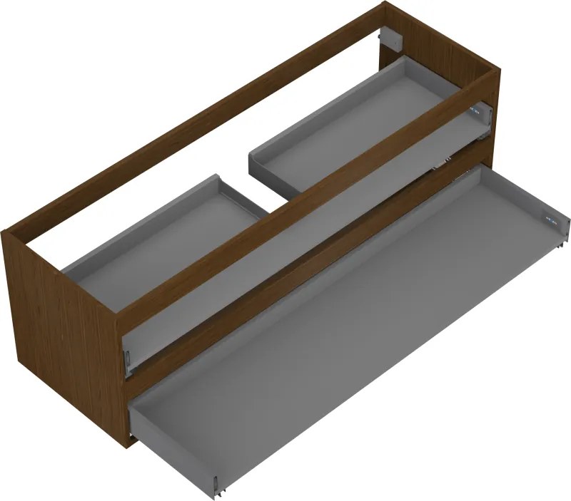 Mexen Box-A, závěsná skříňka 140 cm, 2 zásuvky, ořech, 91AX0-1400-470-2-86