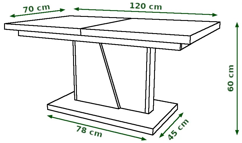 NOIR bílý černý, rozkládací, konferenční stůl, stolek, černobílý