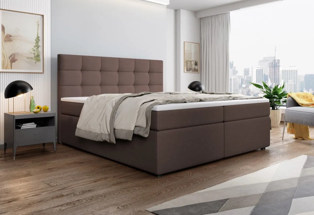 Expedo Čalouněná postel boxspring SALMA + topper, 160x200, inari 52