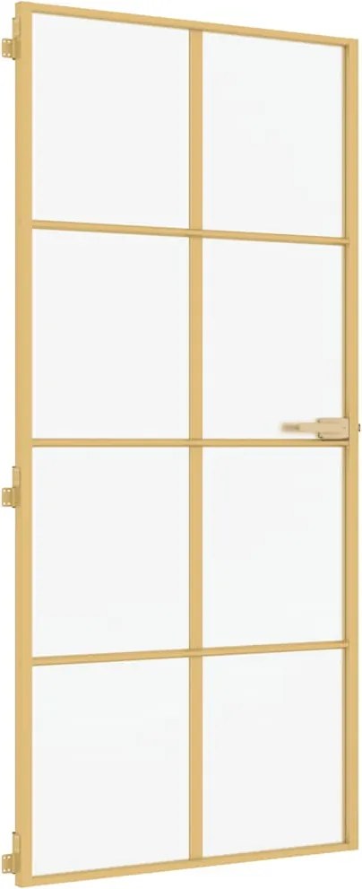 Interiérové dveře úzké zlaté 93x201,5 cm tvrzené sklo a hliník 155146