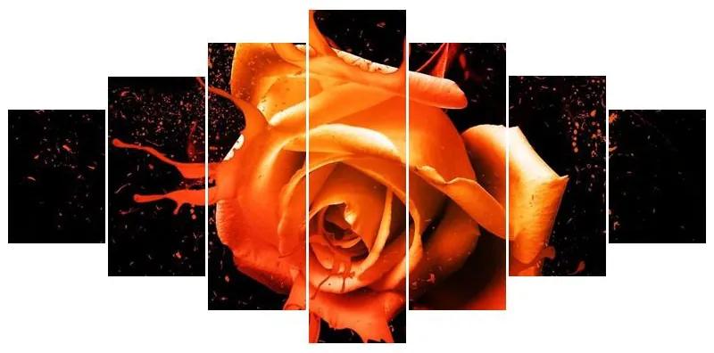 Moderní obraz oranžové růže  (210x100 cm), 40 dalších rozměrů