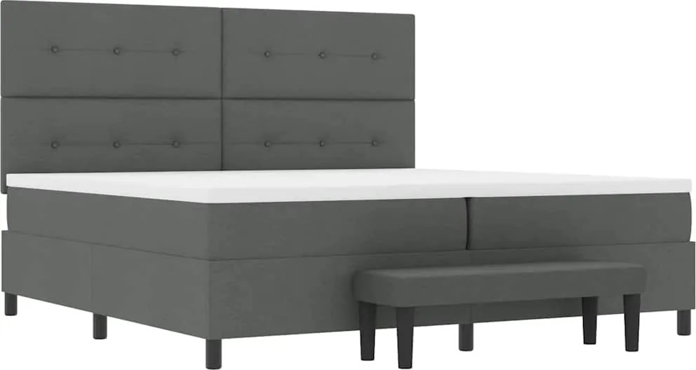 Postel s boxspringem s čelo Tmavě šedá 200 x 200 cm textil 3344094