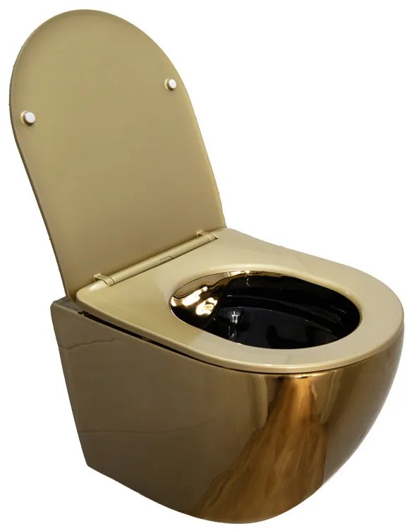 BPS-koupelny Závěsná WC mísa se SoftClose sedátkem HYD-4154, černá/zlatá