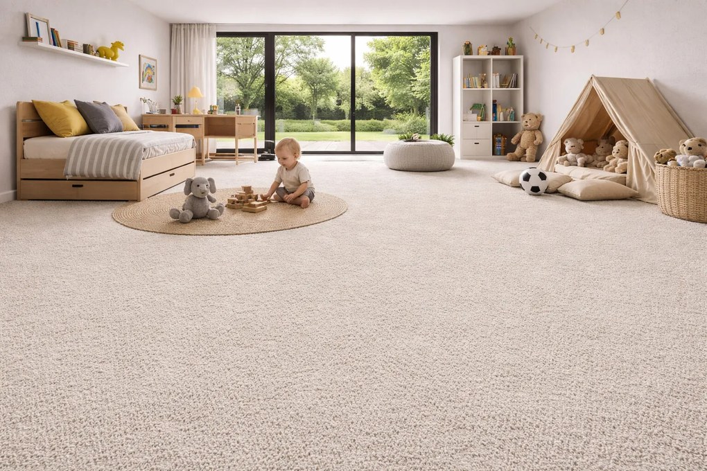 Lano, Metrážový koberec Sense 462, na míru, šíře 4m,5m, béžová, ab (mřížka), dětský pokoj