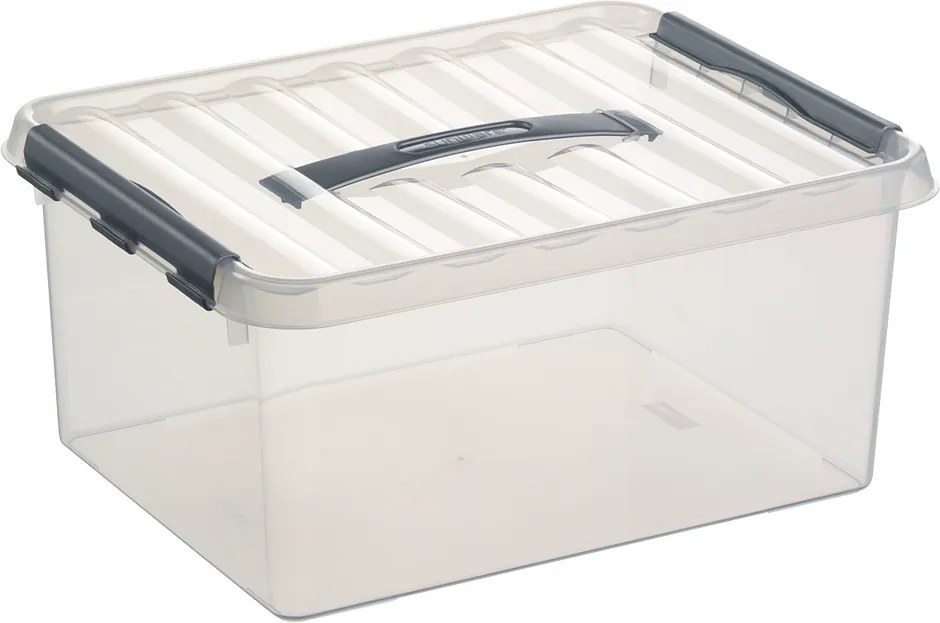 Box s víkem Q-Line, 40 × 30 × 18 cm, 15 l, transparentní