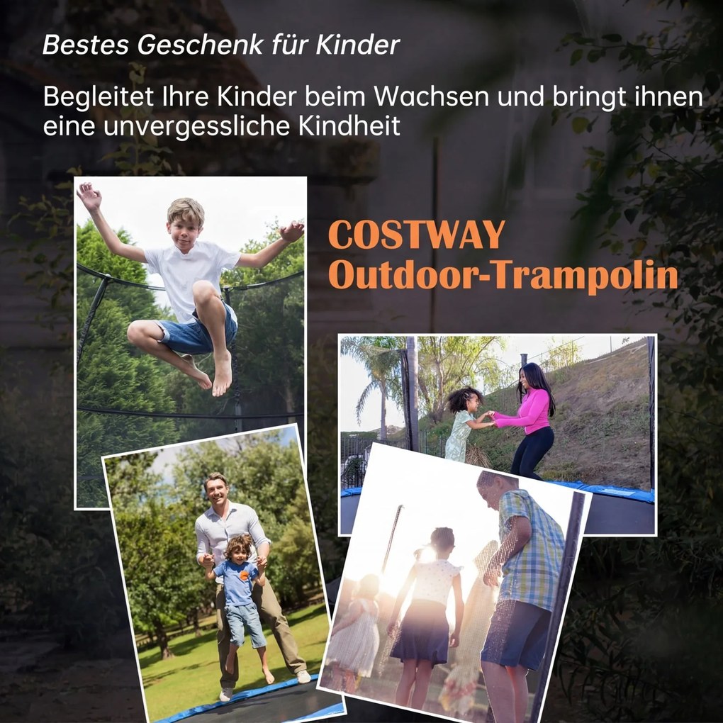 Costway Φ366 cm trampolína se žebříkem a basketbalovou a skákací podložkou