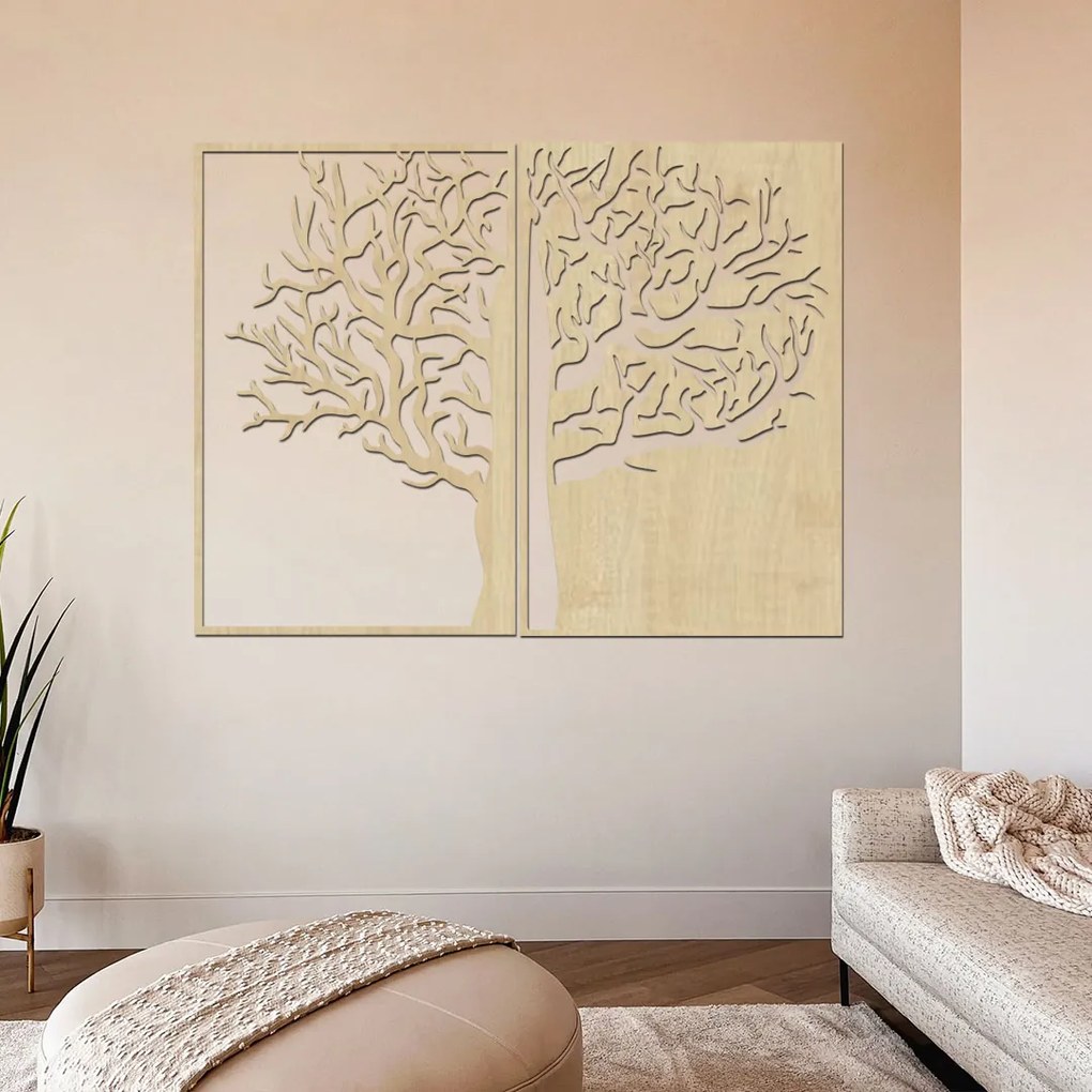dřevo života Dřevěný strom na zeď DUALITY Barevný vzor: Bílá, Rozměry (cm): 80x60