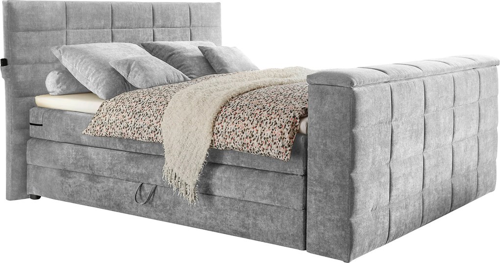 XXXLutz POSTEL BOXSPRING, 180/200 cm, barvy stříbra Carryhome - Postele s úložným prostorem - 002220044502