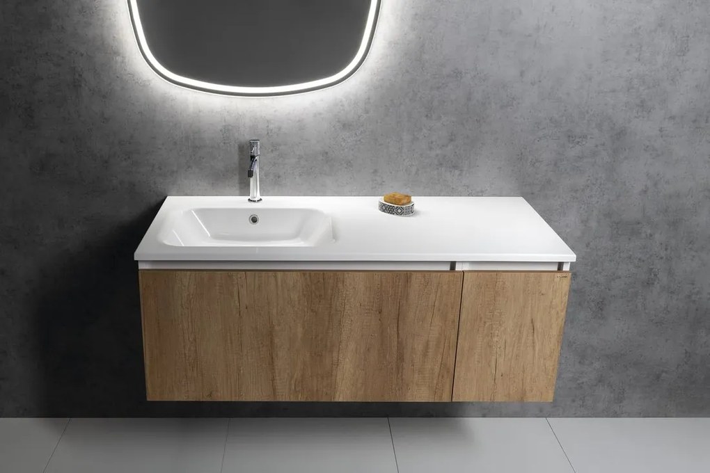 Sapho Sapho, ARECA umyvadlo 121x51,5cm, litý mramor, levé, bílá, AC121L