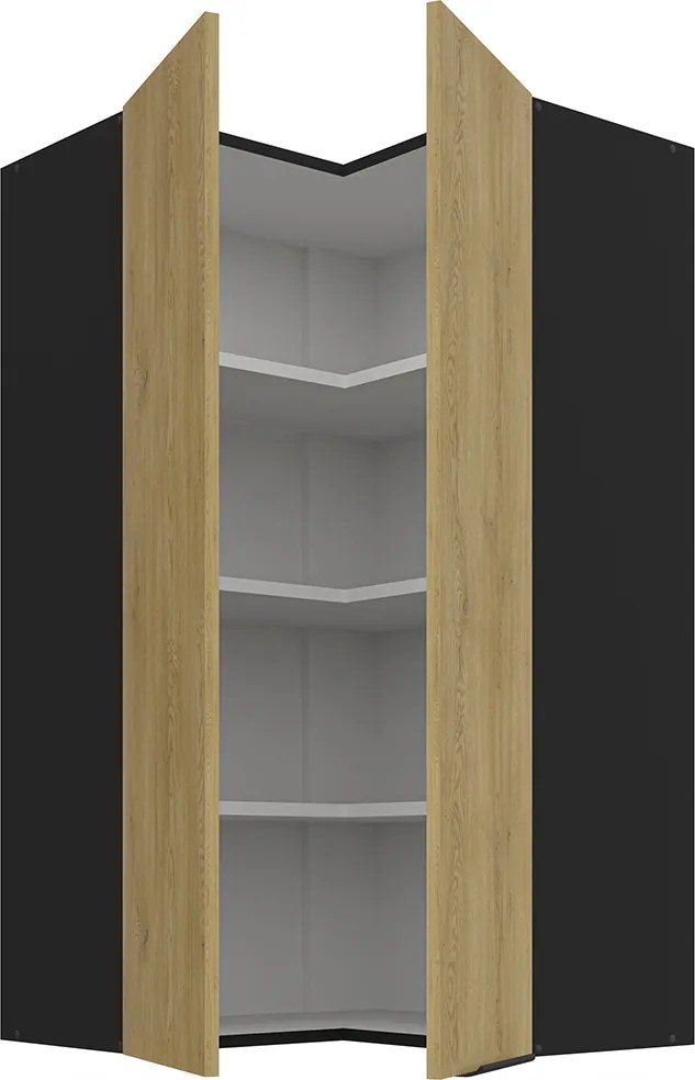 CREMONA cc | horní kuchyňská skříňka 60x60 GN-108 2F (90°) rohová s policemi | EXTRA VYSOKÁ | 60x60 cm | černá/cremona