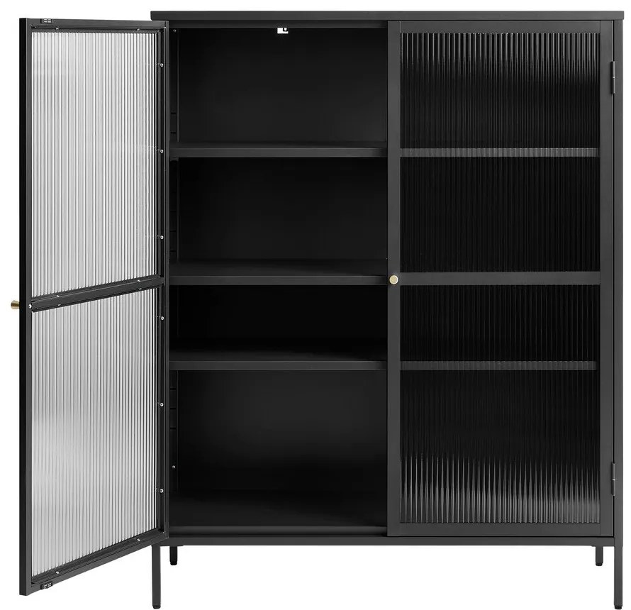 Černá kovová vitrína 111x140 cm Bronco – Unique Furniture