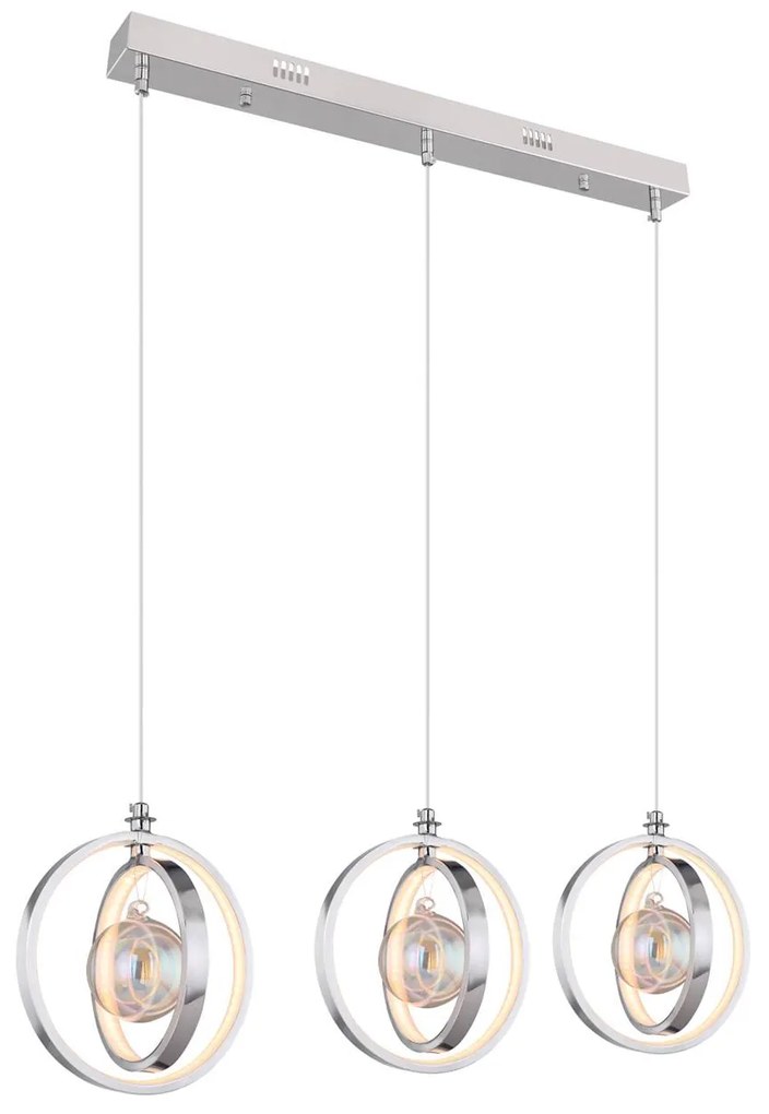 Závěsné LED designové osvětlení do kuchyně KIZZY, 60W, teplá bílá, chromované Globo KIZZY 15606-60